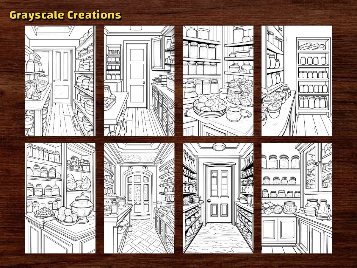 50 Pantry Coloring Page Book Printable PDF Sheets Instant - Etsy Australia