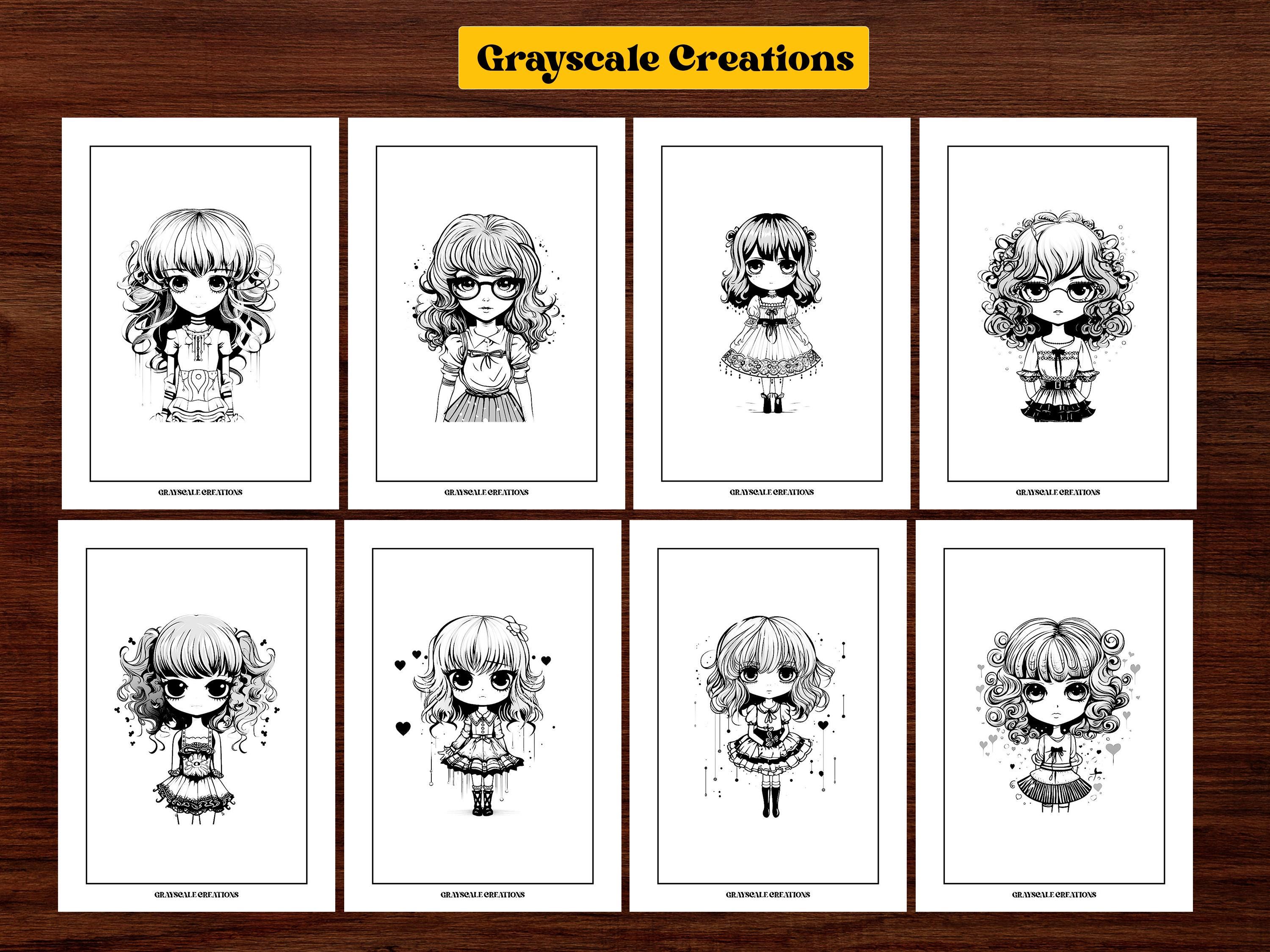 50 Chibi Young Girl Love Coloring Page Book, St Valentines Romance ...