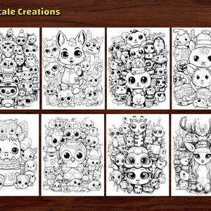 50 Animal Kawaii Cute Doodle Coloring Page Book Printable PDF - Etsy