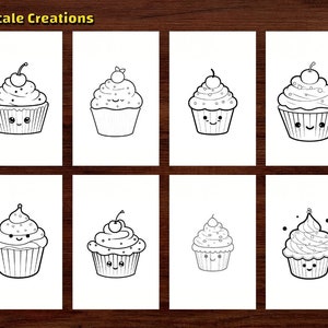 50 Cupcake Coloring Page Book Sweet Cake Food Cute Kawaii - Etsy