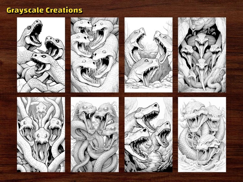 50 Scary Hydra Coloring Page Book, Printable PDF Sheets, Instant ...