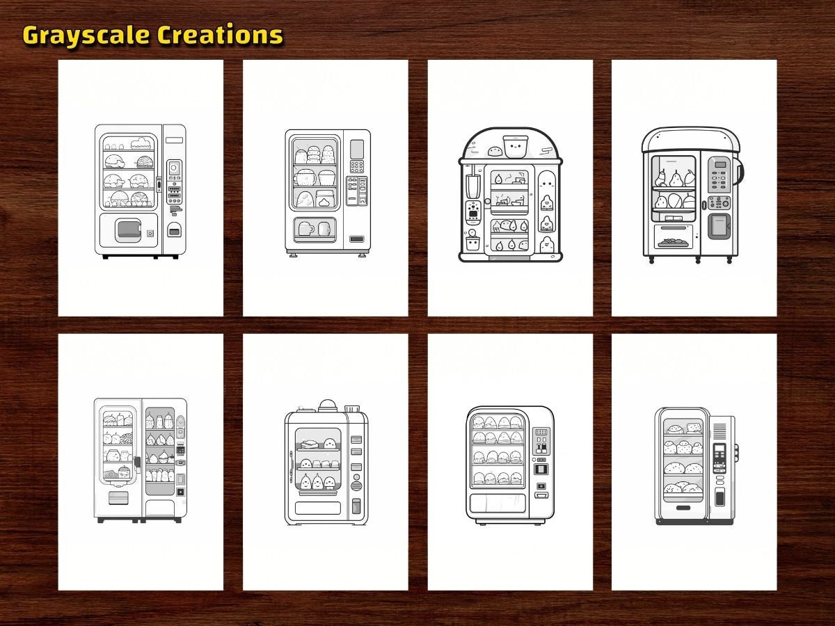 50 Vending Machine Coloring Page Book Food Cute Kawaii - Etsy