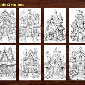 50 Gingerbread House Coloring Page Book, Printable PDF Sheets, Instant ...