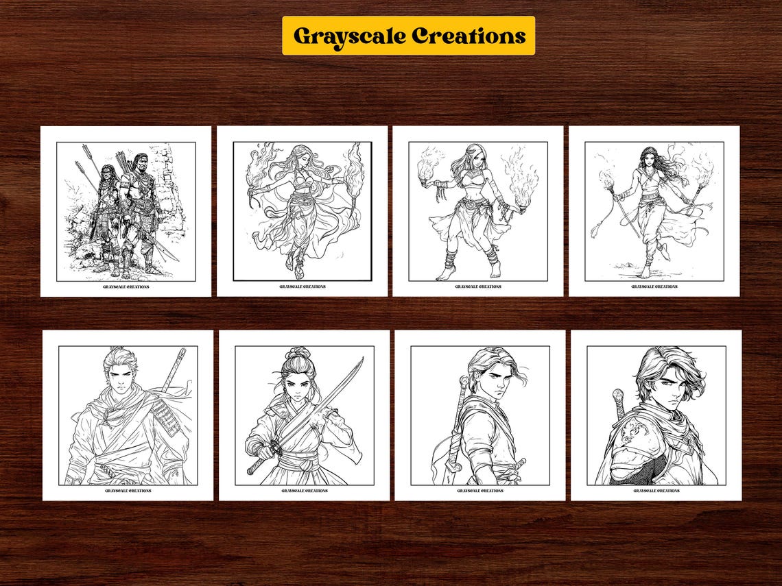 50 Tribal Warriors Realistic Coloring Page Book, Fantasy Creatures ...
