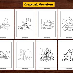 50 Easter Bunny Adventures Coloring Page Book, Easter Activity, Cozy ...