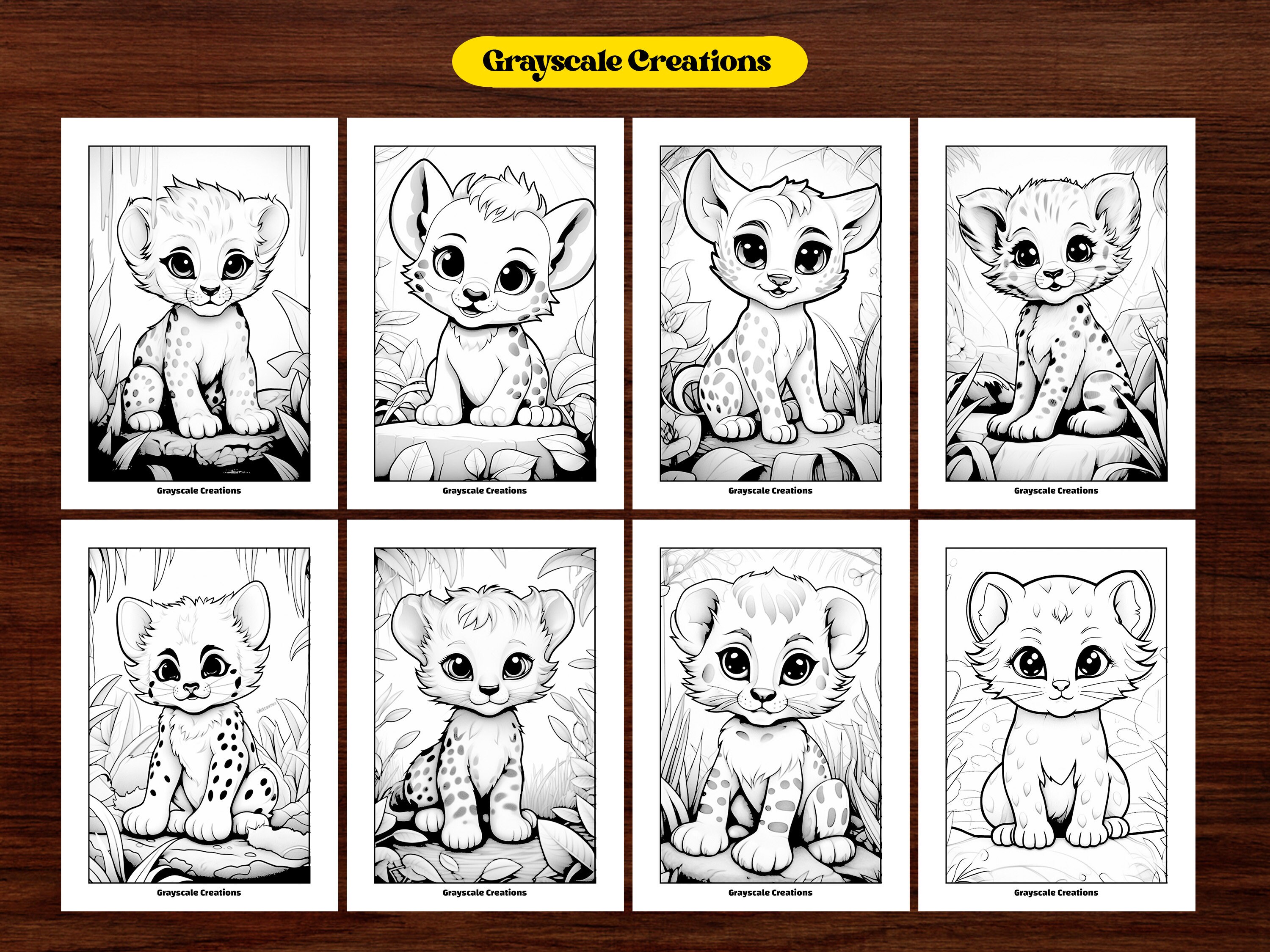 50 Cute Cheetah Coloring Page Book, Printable PDF Sheets, Instant ...