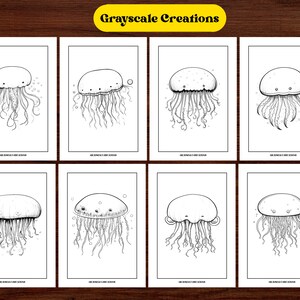 50 Jelly Fish Animal Coloring Page Book, Sea Life Ocean Fantasy ...