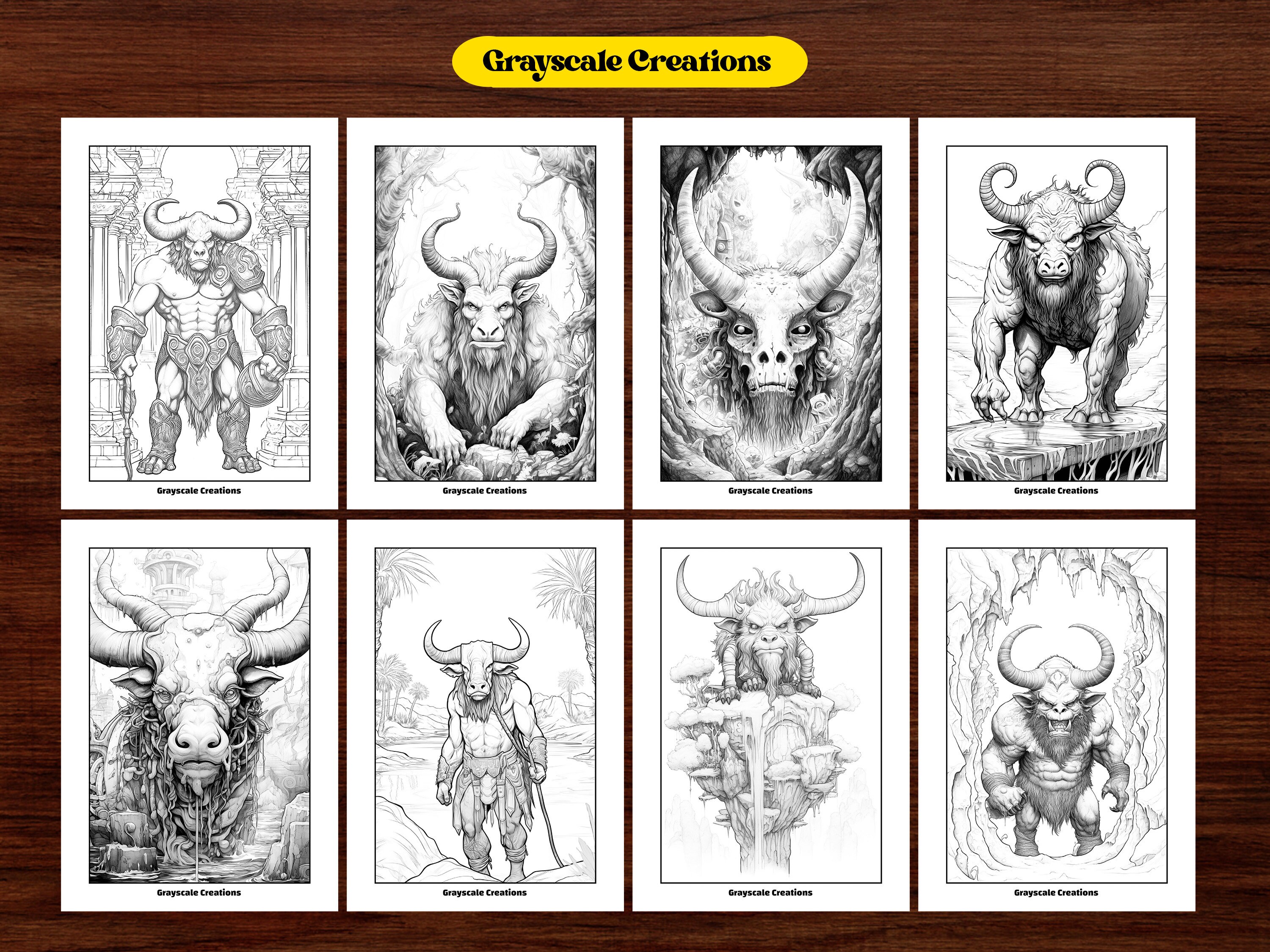 50 Minotaur Coloring Page Book, Printable PDF Sheets, Instant Download ...