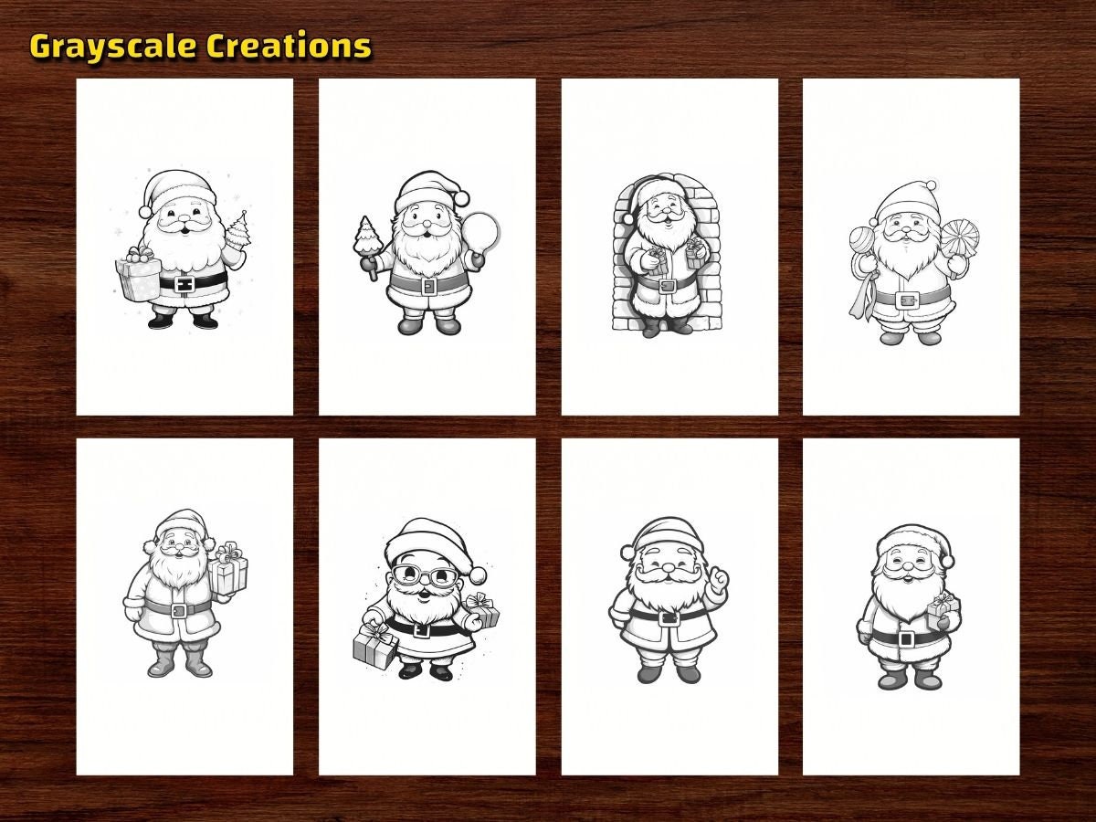 50 Santa Claus Chibi Coloring Page Book Christmas Creature - Etsy
