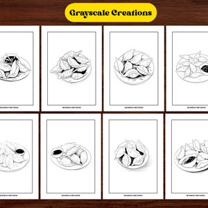 50 Dumplings Coloring Page Book, Food Beverage Drinks Culinary ...