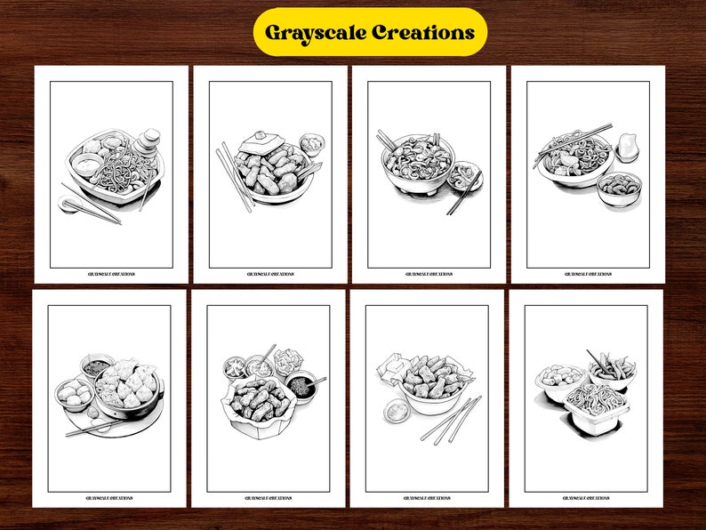 50 Chinese Food Takeout Coloring Page Book, Food Drinks Culinary ...