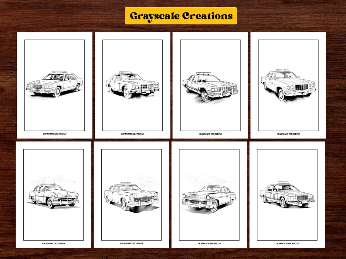 50 Police Car Coloring Page Book, Object Motor Nature Car Vintage ...
