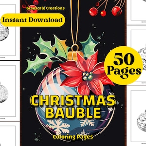50 Bauble Christmas Coloring Page Book, Snow Creature Xmas Winter ...