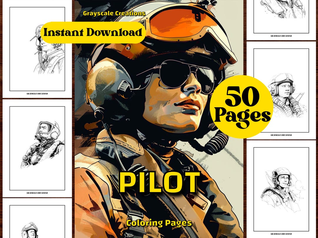 50 Pilot Coloring Page Book, People Human Profession Coloring Pages ...