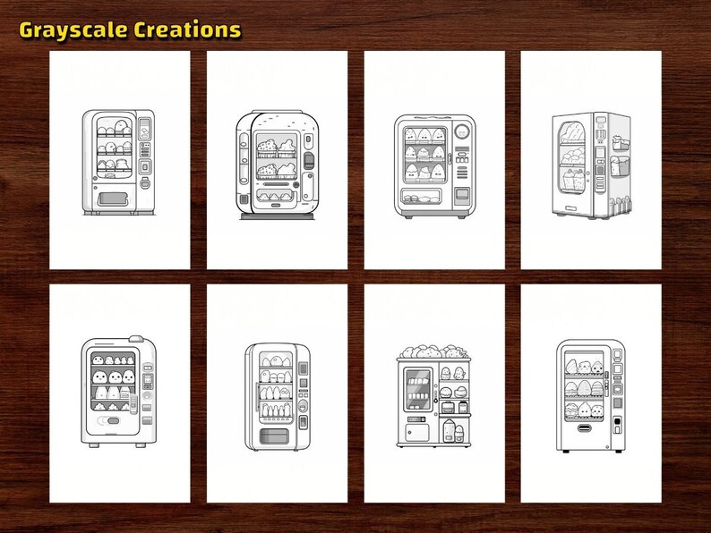 50 Vending Machine Coloring Page Book Food Cute Kawaii - Etsy