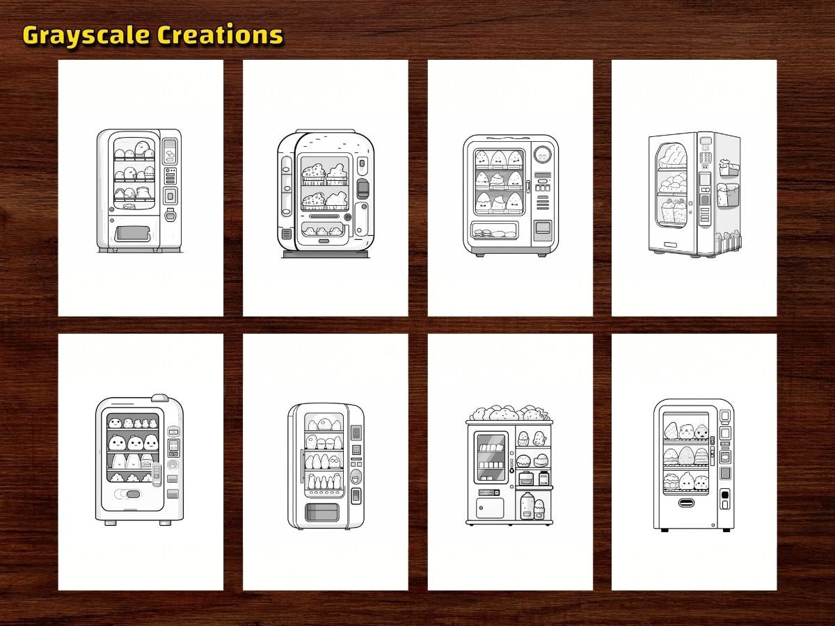 50 Vending Machine Coloring Page Book Food Cute Kawaii - Etsy