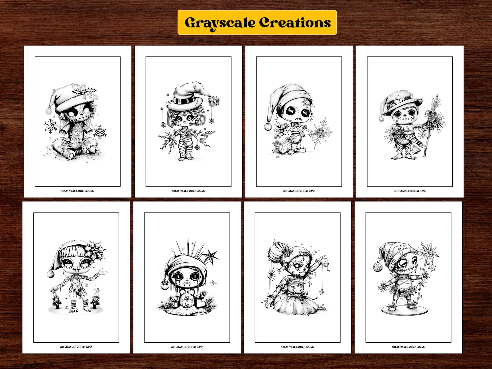 50 Christmas Voodoo Doll Coloring Page Book, Snow Creature Xmas Winter ...