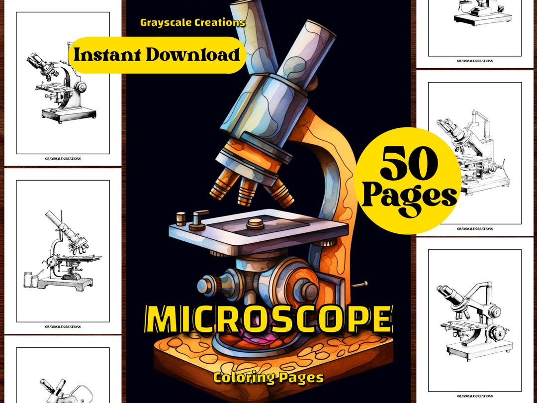 50 Microscope Coloring Page Book, Object Motor Nature Car Vintage ...