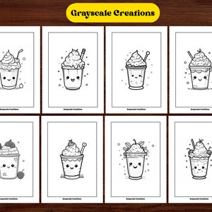 50 Milkshake Coloring Page Book, Beverage Food Cute Kawaii Doodle ...