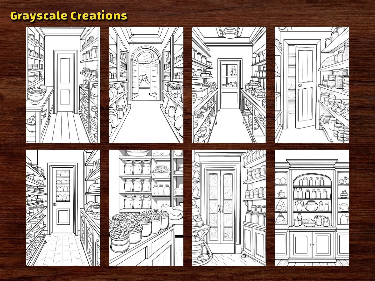 50 Pantry Coloring Page Book Printable PDF Sheets Instant - Etsy UK