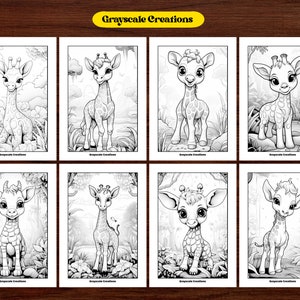 50 Cute Giraffe Coloring Page Book, Printable PDF Sheets, Instant ...