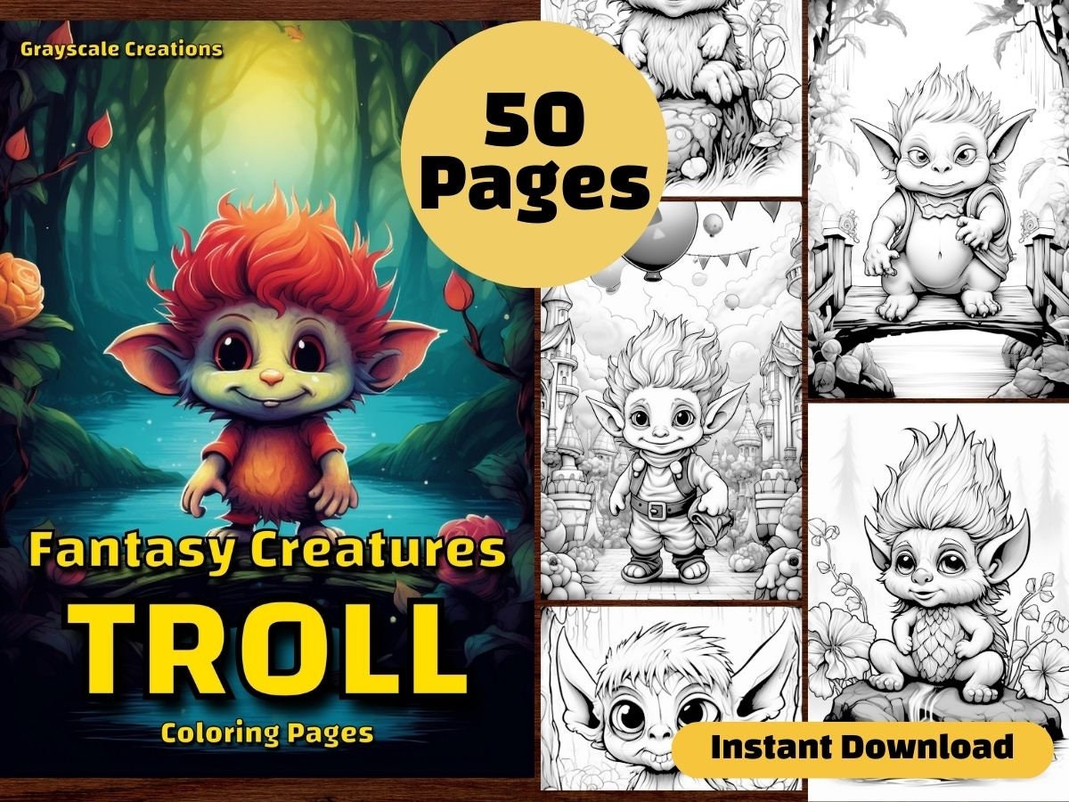 50 Cute Baby Troll Coloring Page Book Printable PDF Sheet - Etsy