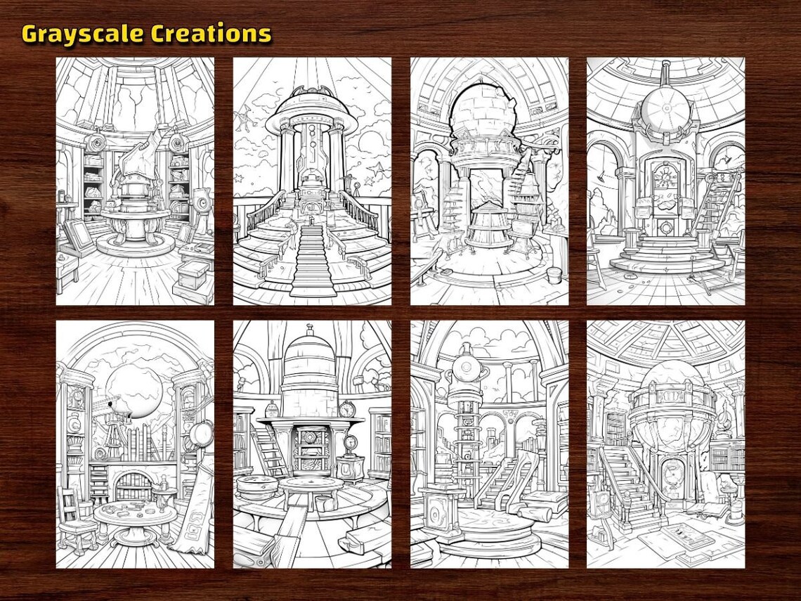 50 Wizards Observatory Coloring Page Book Printable PDF - Etsy