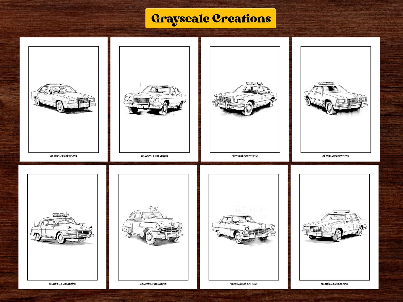 50 Police Car Coloring Page Book, Object Motor Nature Car Vintage ...