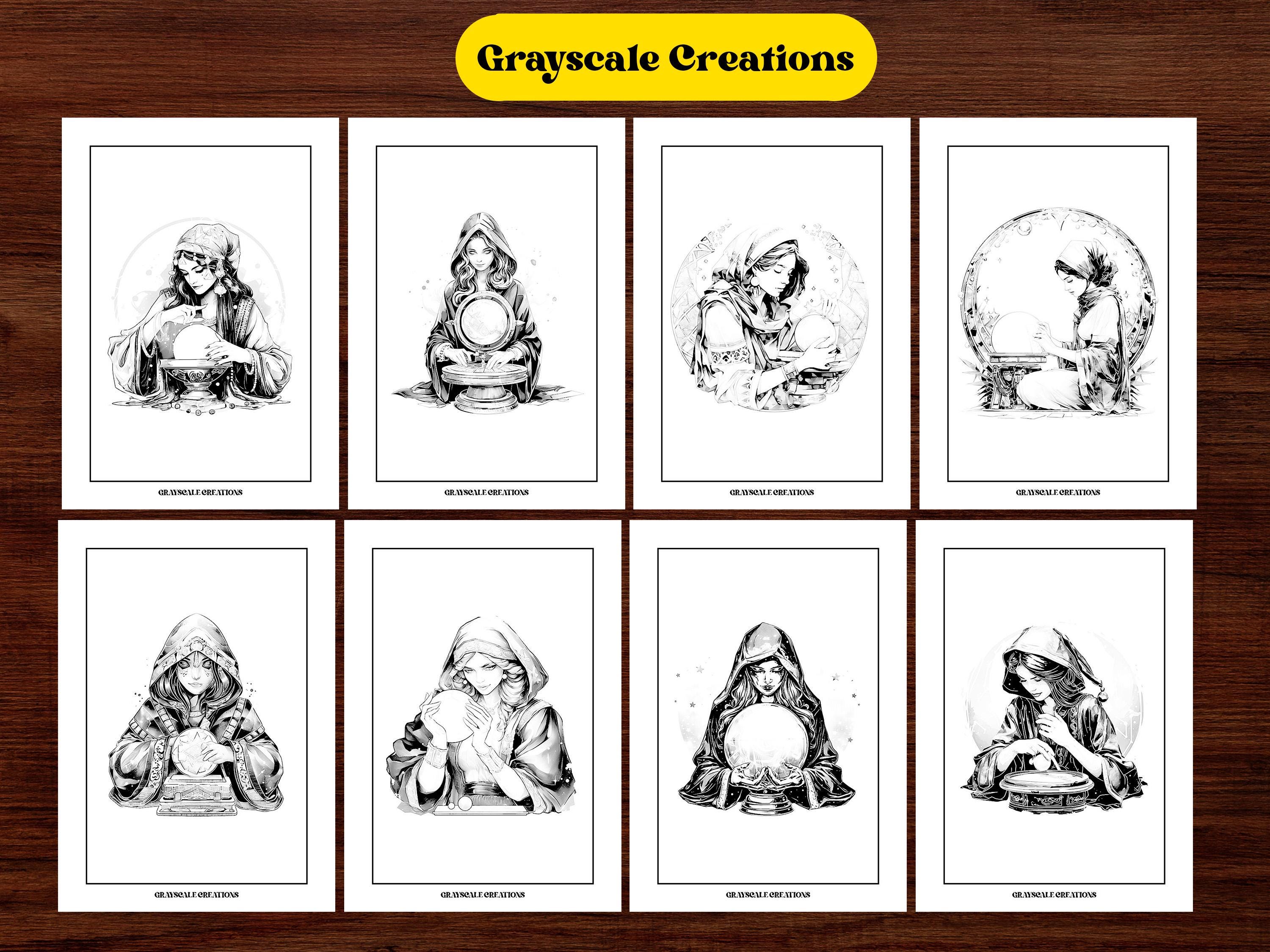 50 Fortune Teller Coloring Page Book, Halloween Cartoon Creepy ...
