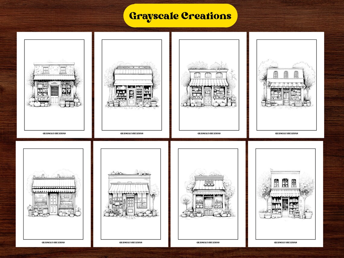 50 Storefront Fall Coloring Page Book, House Interior Design, Printable ...