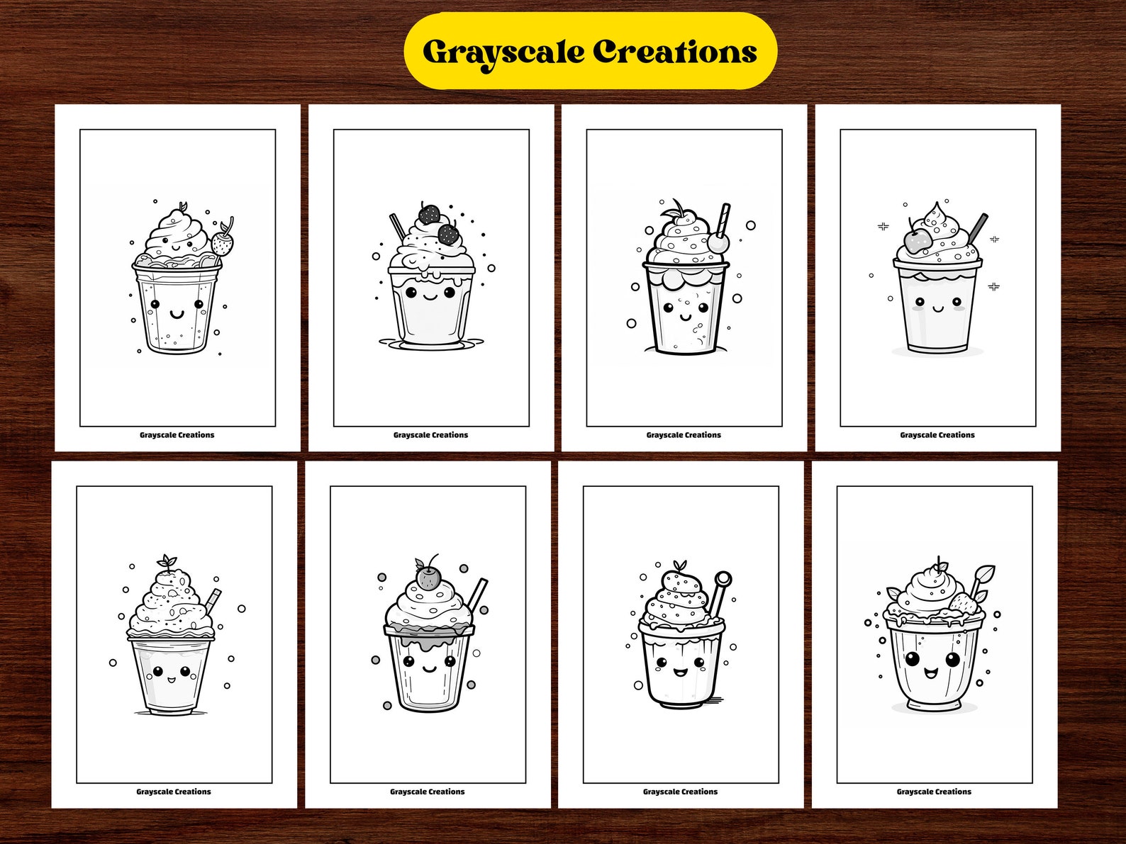 50 Milkshake Coloring Page Book, Beverage Food Cute Kawaii Doodle ...