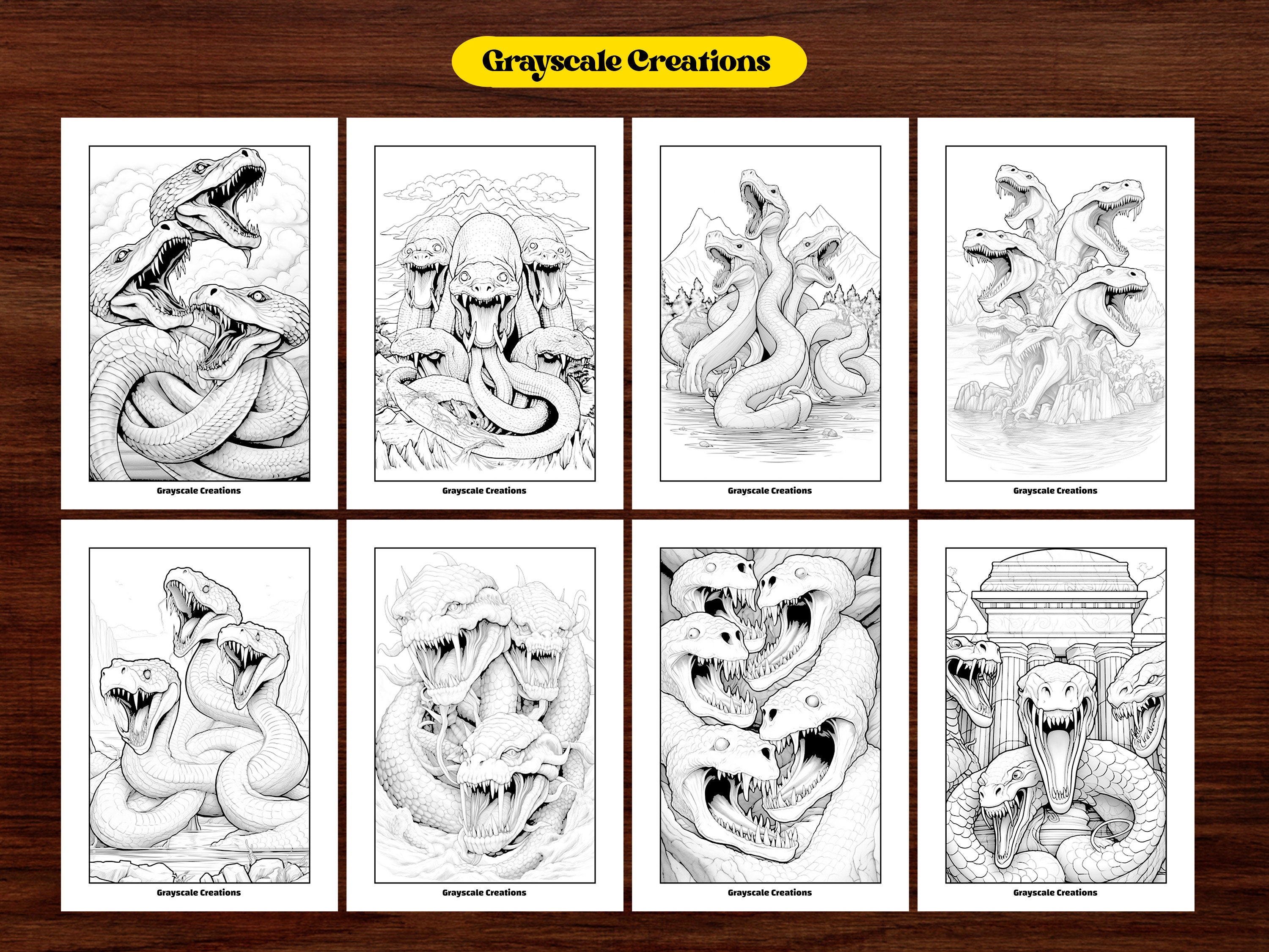 50 Scary Hydra Coloring Page Book, Printable PDF Sheets, Instant ...