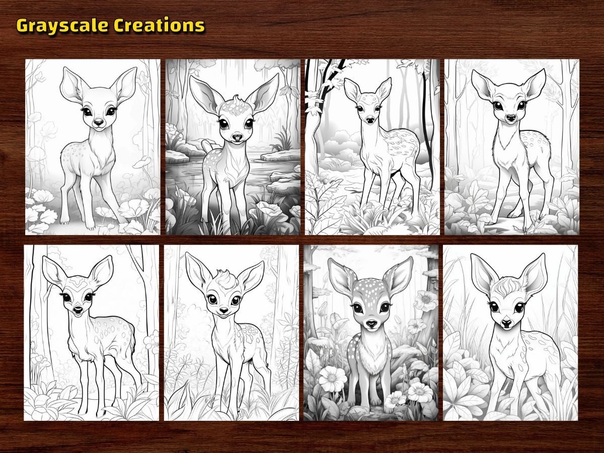 50 Cute Deer Coloring Page Book Printable PDF Sheets Instant - Etsy