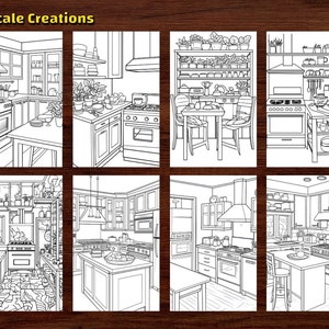 50 Kitchen Coloring Page Book, Printable PDF Sheets, Instant Download ...