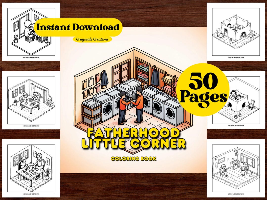 50 Fatherhood Little Corner Coloring Page Book, Father Day Dad ...