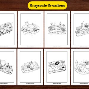 50 Food Board Coloring Page Book, Food Beverage Drinks Culinary ...