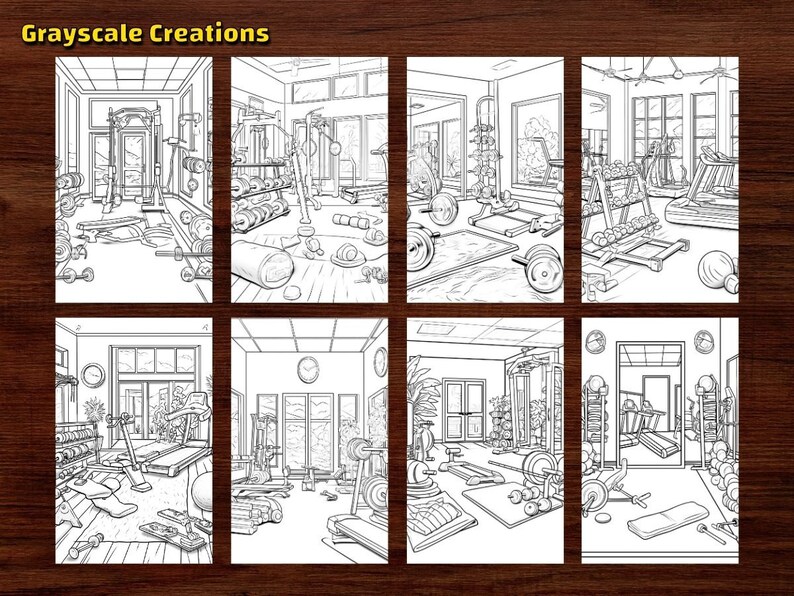 50 Gym Coloring Page Book, Printable PDF Sheets, Instant Download ...