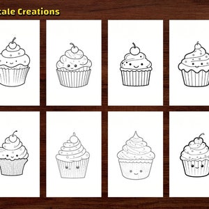 50 Cupcake Coloring Page Book Sweet Cake Food Cute Kawaii - Etsy