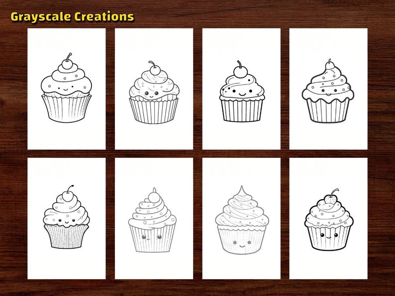 50 Cupcake Coloring Page Book Sweet Cake Food Cute Kawaii - Etsy