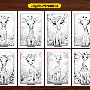 50 Cute Giraffe Coloring Page Book, Printable PDF Sheets, Instant ...