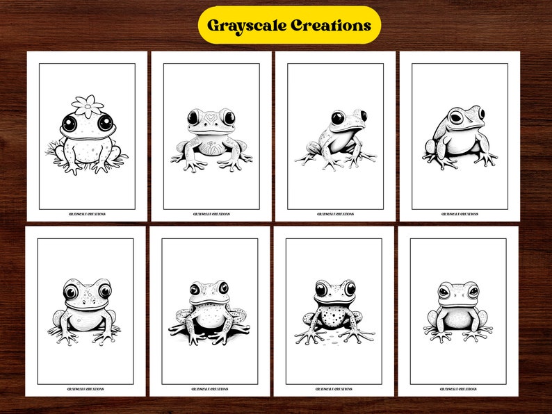 50 Cute Frog Animal Coloring Page Book, Woodland Wildlife Fantasy ...