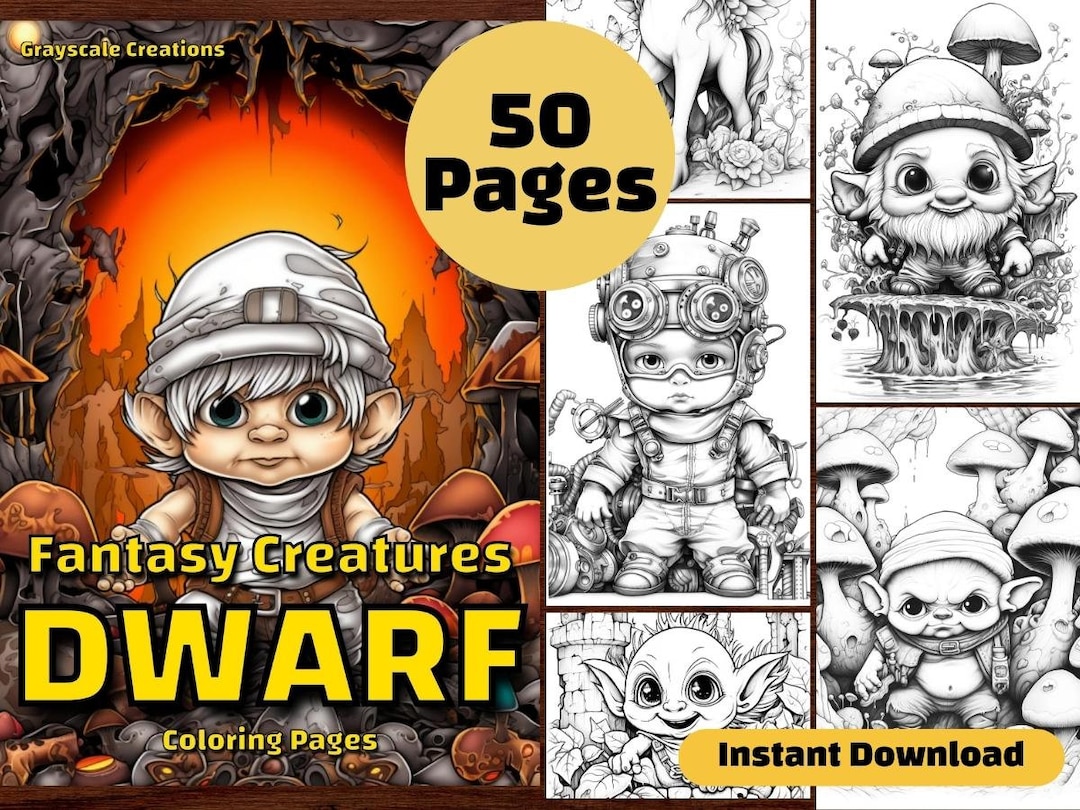 50 Cute Baby Dwarf Coloring Page Book Printable PDF Sheet - Etsy