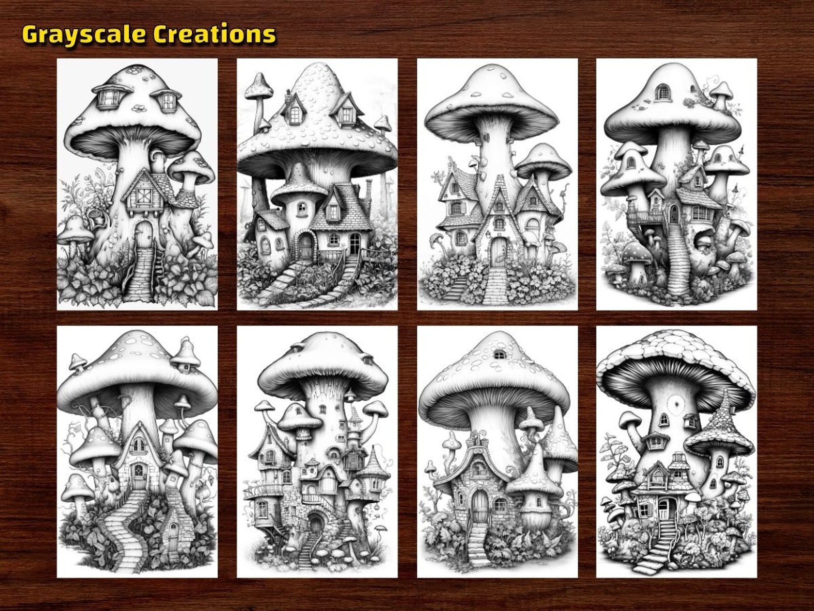 50 Mushroom Cottage Coloring Page Book Printable PDF Sheets - Etsy