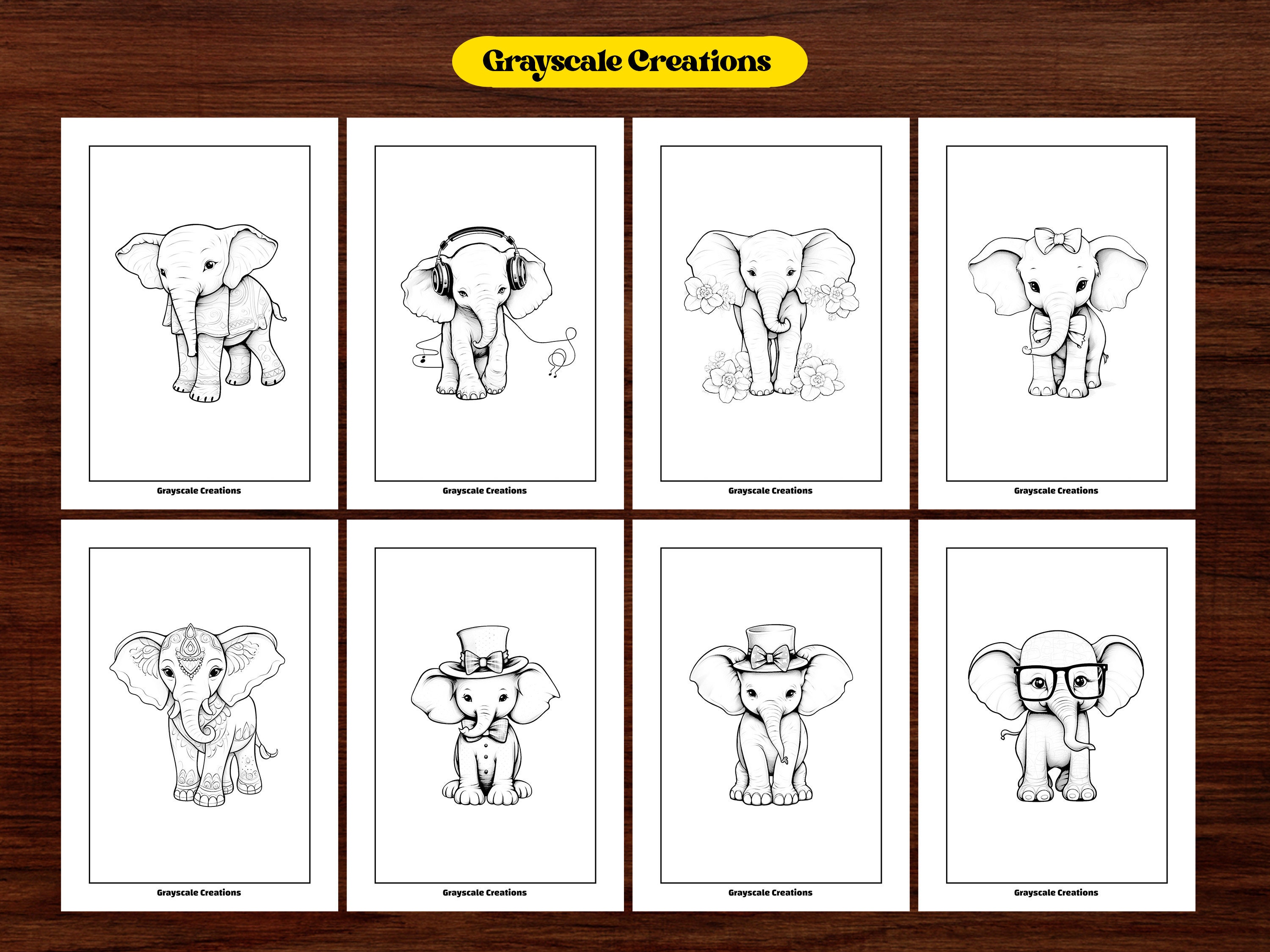 50 Elephant Coloring Page Book Baby Calf Woodland Animal - Etsy