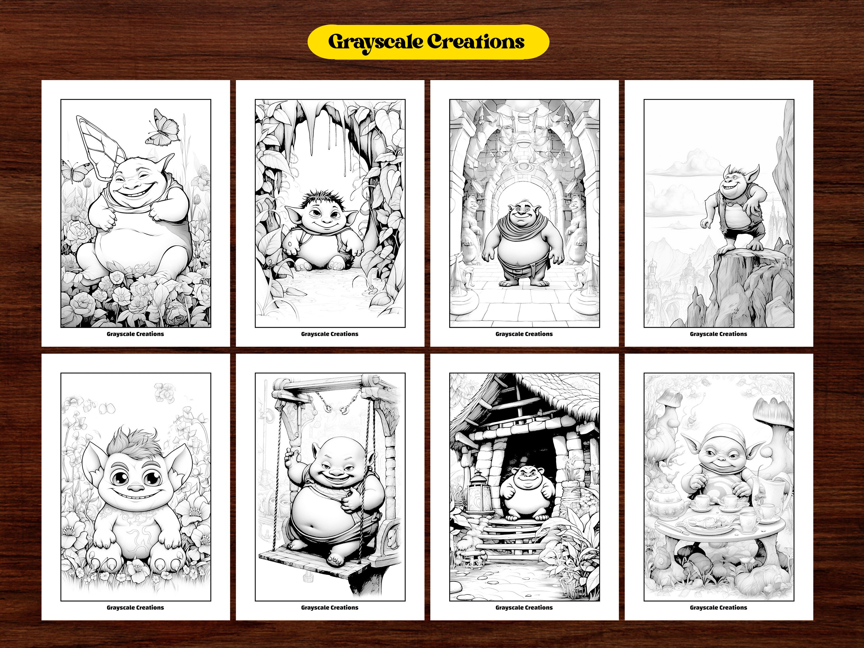50 Cute Baby Ogre Coloring Page Book, Printable PDF Sheet, Instant ...
