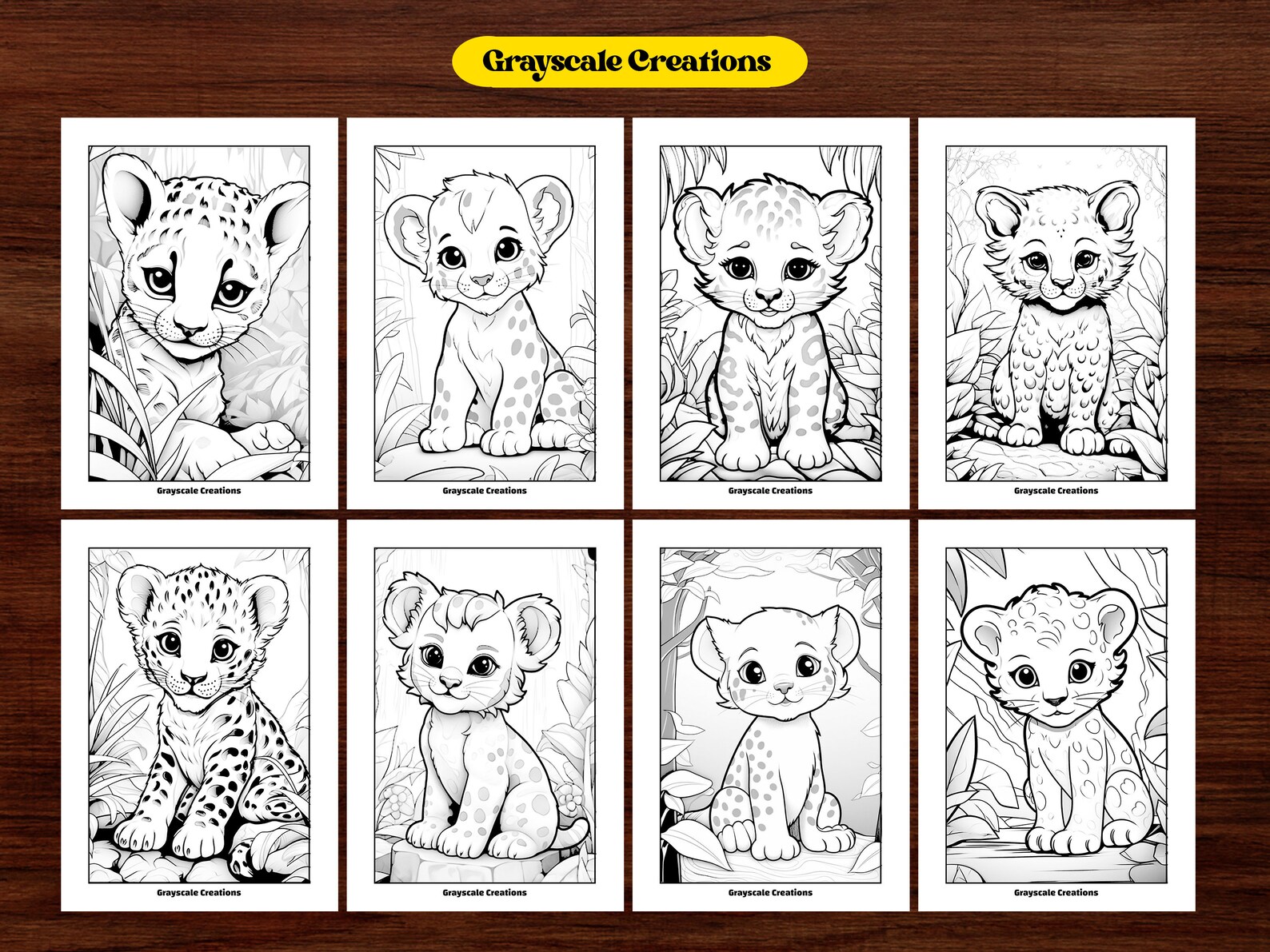 50 Cute Leopard Coloring Page Book, Printable PDF Sheets, Instant ...