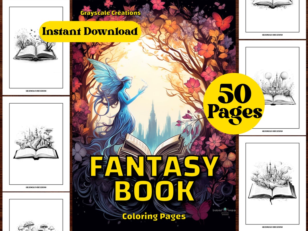 50 Fantasy Book Coloring Page Book, Nature House Interior Design ...
