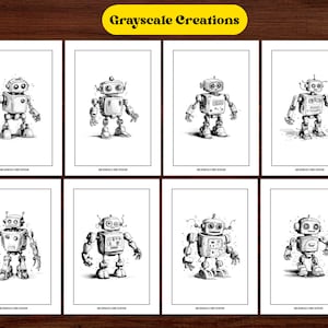 50 Robot Coloring Page Book, Fantasy Enchanted Creatures, Birthday ...
