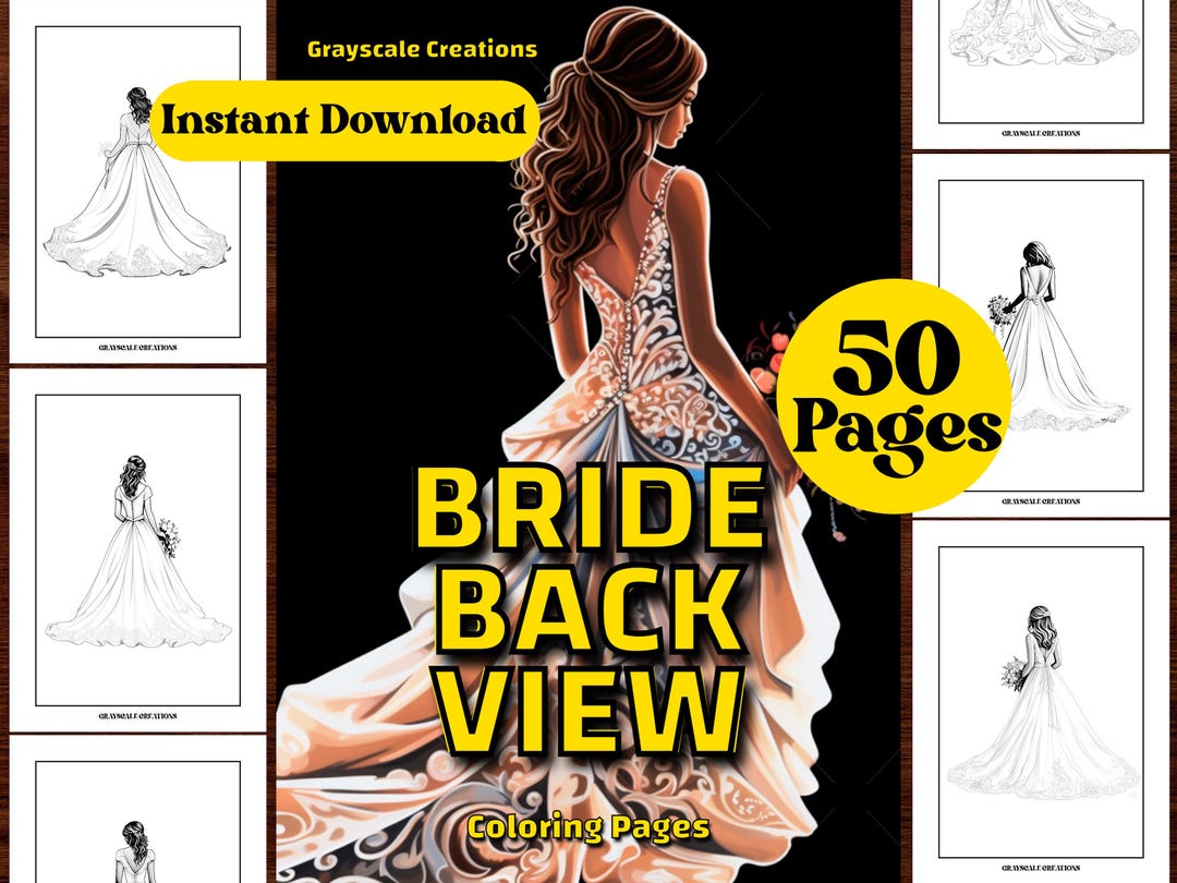 50 Bride Back View Coloring Page Book, People Human Profession Coloring ...