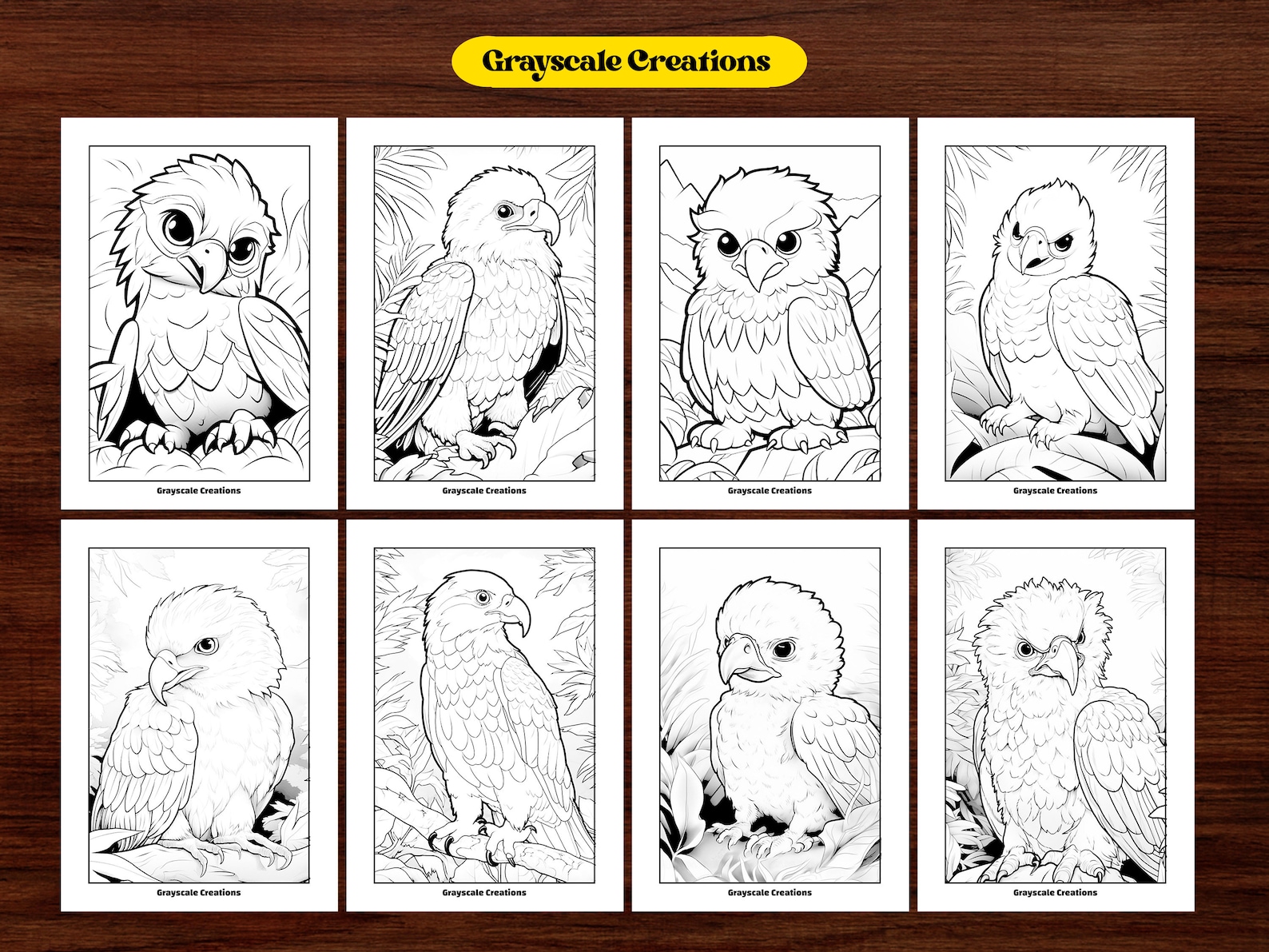 50 Cute Eagle Coloring Page Book, Printable PDF Sheets, Instant ...